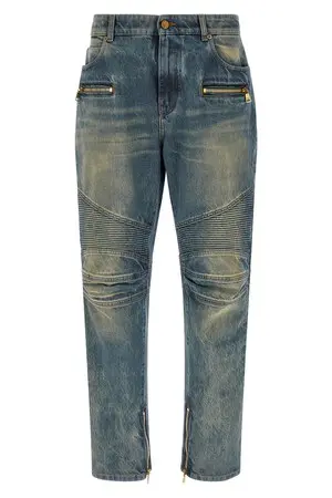 Balmain Biker Denim Jeans - Blue