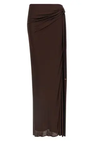 Elisabetta Franchi Shiny Viscose Skirt - Brown