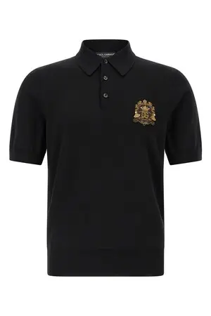 Dolce & Gabbana Heraldic Patch Polo Shirt - Black