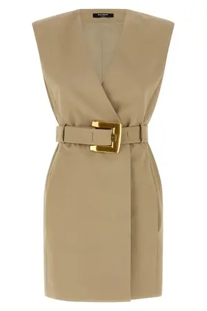 Balmain Anthem Cotton Gabardine Mini Dress