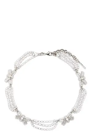Alessandra Rich Bow Necklace - Silver