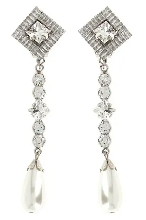 Alessandra Rich Metal Pendant Earrings - Silver