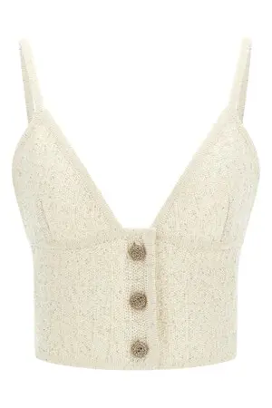 ALESSANDRA RICH ALESSANDRA RICH Sequin Appliqué Knitted Wool Blend Top