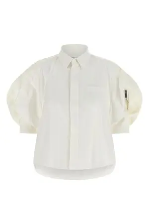 Sacai Bomber Sleeve Cotton Poplin Shirt