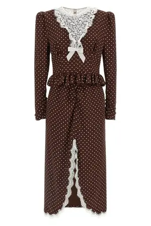 Alessandra Rich Polka Dot Midi' Dress