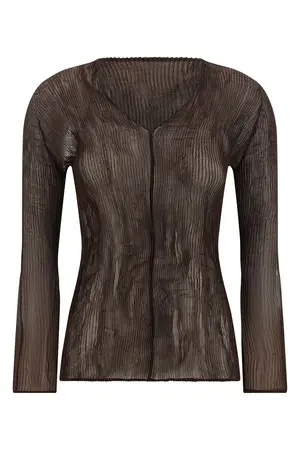 Issey Miyake Chiffon Twist 1' Top - Brown