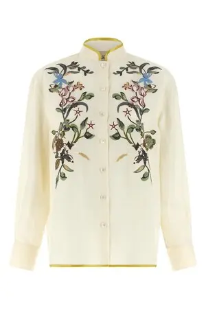 Valentino Garavani Floral Embroidery Linen Shirt