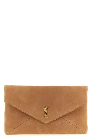 Saint Laurent Envelope Maxi Clutch Bag - Brown