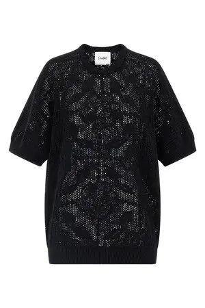 NUDE Openwork Cotton Sweater - Black