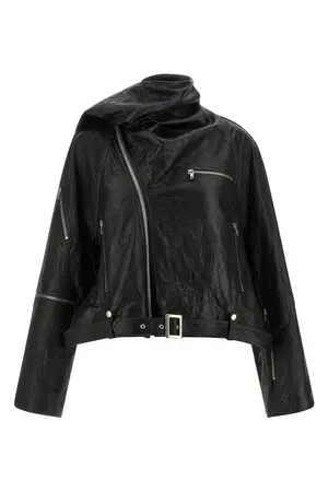 Rick Owens Cropped Scarf Flight' Jacket - Black