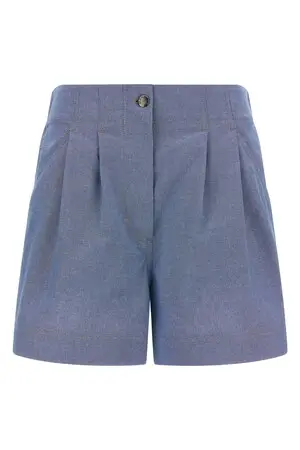 Moncler Chambray Cotton Shorts - Light Blue