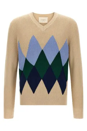 BALLANTYNE Argyle Pattern Sweater - Beige