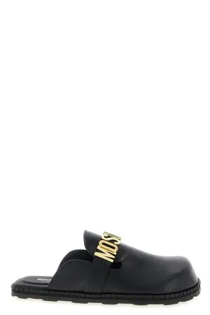 Moschino Leather Sabots - Black