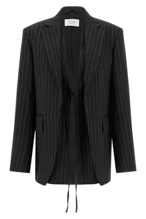 Sportmax Pinstripe Stretch Wool Gabardine Blazer - Black