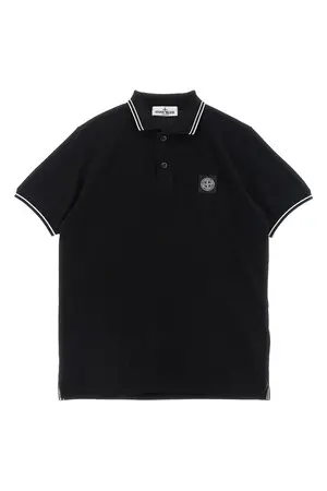 Stone Island Compass' Logo Polo Shirt - Black