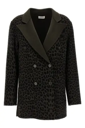 P.a.r.o.s.h P. A.r. O.s. H. Animal Print Double-breasted Blazer - Green