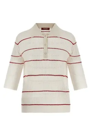 Max Mara Mstgallo Silk And Wool Blend Polo Shirt - White