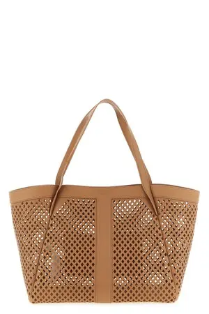 Twin-set Openwork Leather Shopping Bag - Brown
