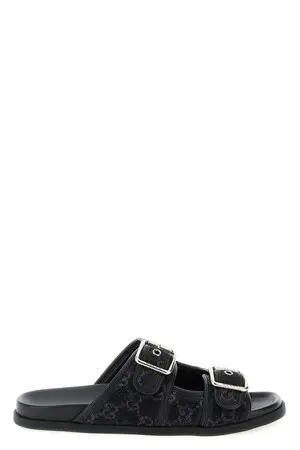 Gucci Gg Denim Slides - Black