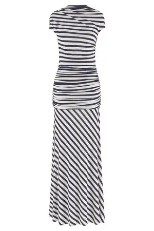 SELF-PORTRAIT 'navy Stripe Jersey Maxi' Dress