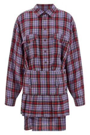 VIVIENNE WESTWOOD Marta Check Print Linen Mini Dress