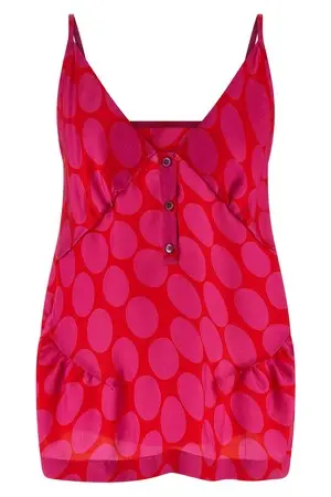 Dries Van Noten Caliya Viscose Maxi Polka Dot Patterned Top - Fuchsia