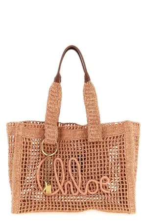 Chloé East-west Summer Banana Crocheted Raffia Shopper Bag - Pink