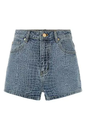 SELF-PORTRAIT Rhinestone Denim Shorts