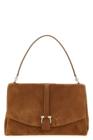 FERRAGAMO Suede Shoulder Bag - Brown