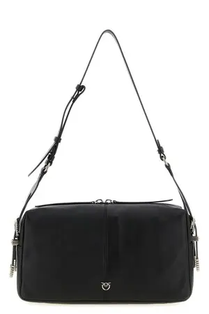 Pinko Keeper Leather Shoulder Bag - Black