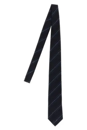 Brunello Cucinelli Flamed Stripe Neck Tie - Blue