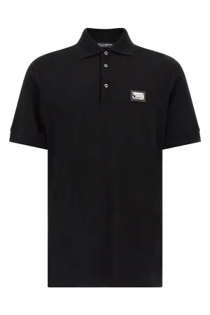 Dolce & Gabbana Logo Plate Polo Shirt - Black