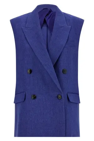 Max Mara Mstaia Linen Waistcoat - Blue