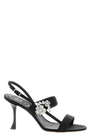 ROGER VIVIER Satin Crystal Flower Sandals