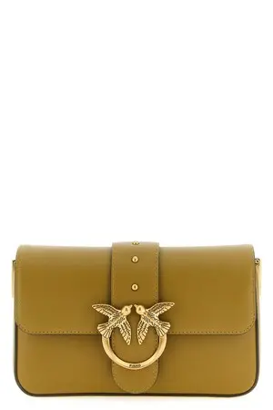 Pinko Leather Mini Love Slouchy Shoulder Bag - Green