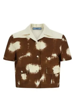 Prada Circle Print Cotton Canvas Shirt