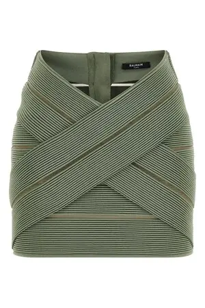 Balmain V-shaped Waist Mini Skirt - Green