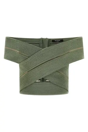 Balmain Off-the-shoulder Crop Top - Green