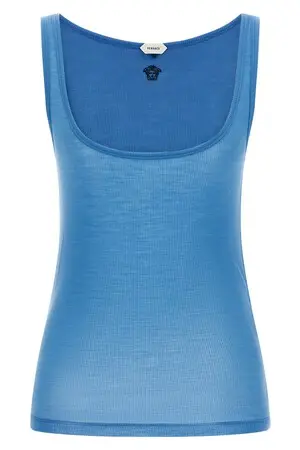 Versace Ribbed Virgin Wool Tank Top - Light Blue