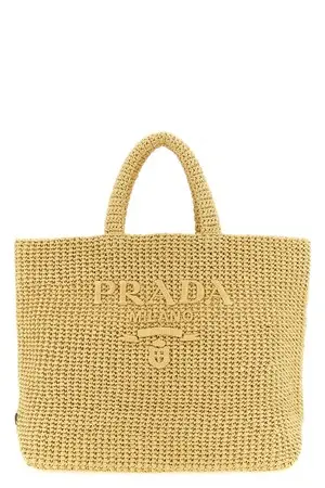 Prada Crochet Raffia Shopping Bag