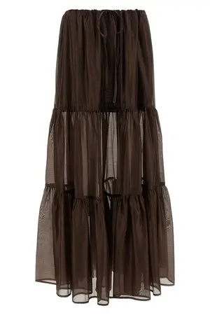 Twin-set Semi-transparent Flounced Maxi Skirt