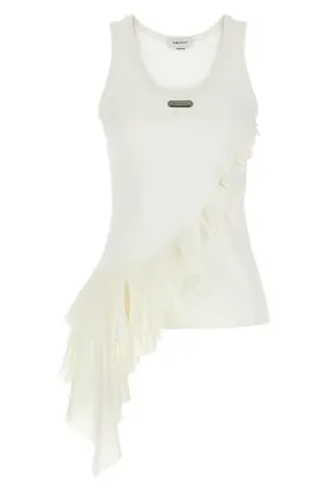 Alexander McQueen Silk Ruffle Tank Top - White