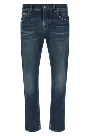Dolce & Gabbana Logo Patch Jeans - Blue