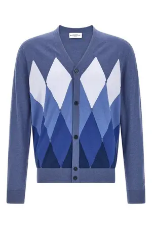 BALLANTYNE Cardigan Argyle - Blue