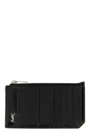 Saint Laurent Tiny Cassandre' Card Holder - Black