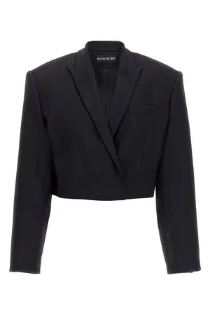 David Koma Cropped Stretch Wool Blazer