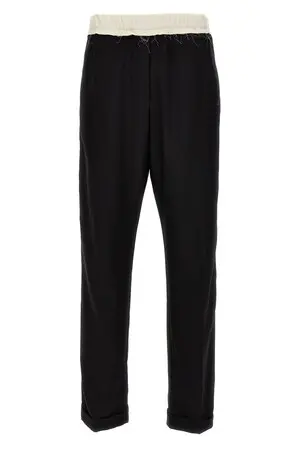 WALES BONNER Seine Wool Trousers - White/black