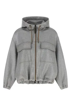 Brunello Cucinelli Shiny Zipper Pull' Bomber Jacket - Silver