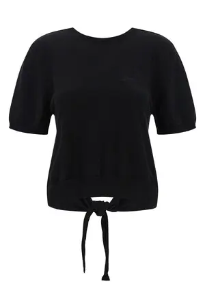 GANNI Organic Cotton Bare Back Sweater - Black