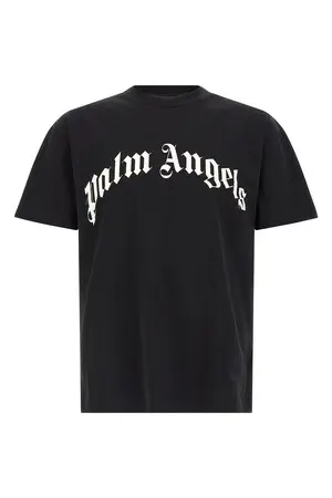 Palm Angels Curved Logo' T-shirt - White/black